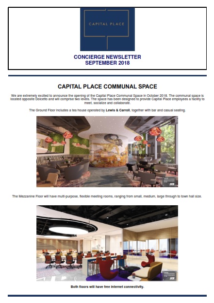 CONCIERGE NEWSLETTER 2018 : Capital Place