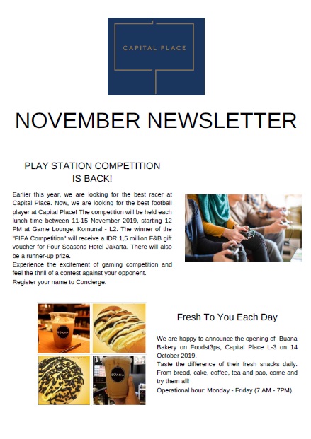 CONCIERGE NEWSLETTER 2019 : Capital Place